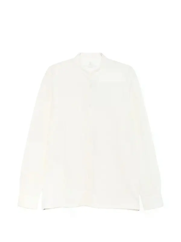 Brunello Cucinelli Band-collar Long-sleeve Shirt - Neutrals