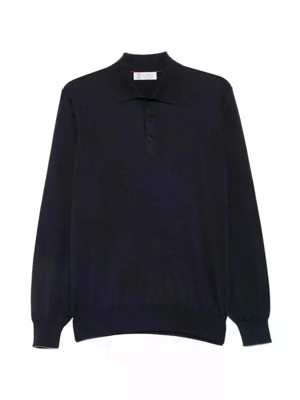 Brunello Cucinelli Long-sleeve Polo Shirt - Blue