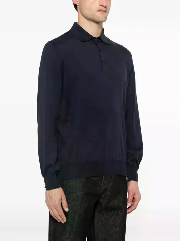 Brunello Cucinelli Long-sleeve Polo Shirt - Blue