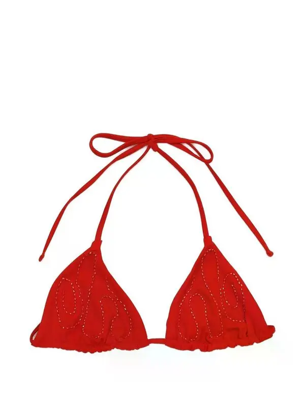 Paloma Wool Bead-embellished Triangle Bikini Top - Red