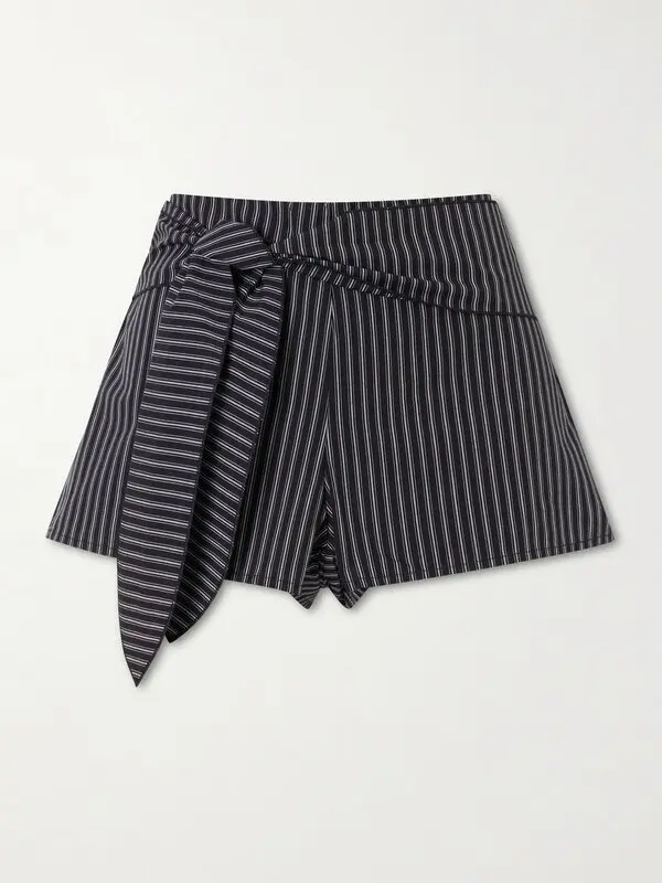 DEIJI STUDIOS Belted Striped Organic Cotton Shorts