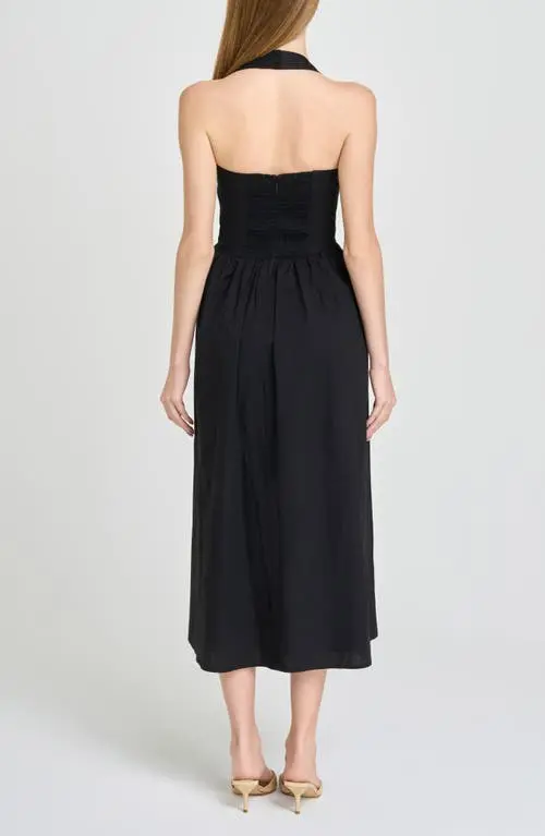 WAYF Camellia Halter Neck Midi Dress - Black