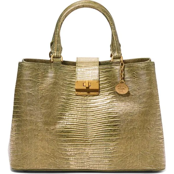 Brahmin Small Embossed Leather Satchel - Olive