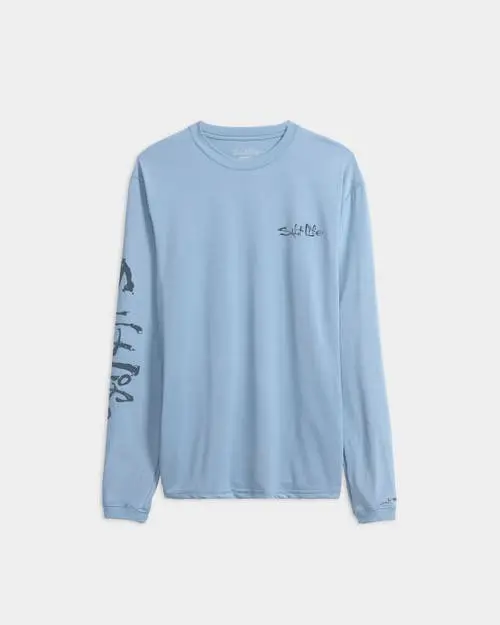 SALT LIFE Underwater Diving 2.0 Long Sleeve Slx Performance Tee - Glacial Blue Heather