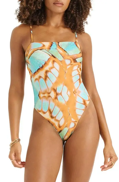 Vitamin A® Classic Bandeau One-piece Swimsuit - Malachite Butterfly