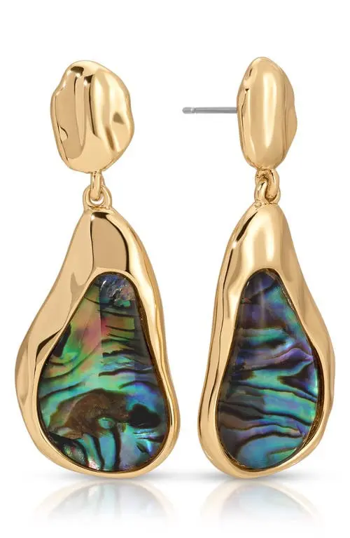 Ettika Hidden Stone Molten Drop Earrings - Abalone