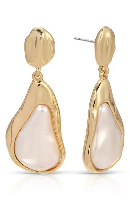 Ettika Hidden Stone Molten Drop Earrings - Pearl