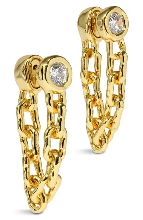 Alexis Bittar Asterales Link Cubic Zirconia Drop Earrings - Gold Stones