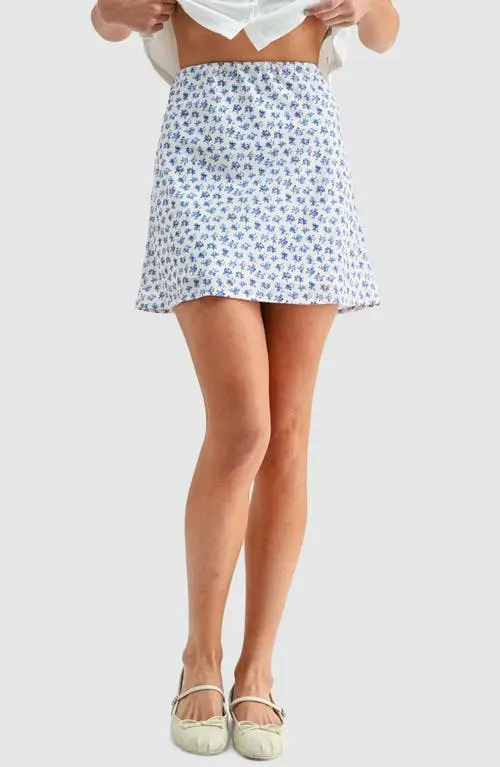 ALL IN FAVOR Floral Miniskirt - Ivory Blue