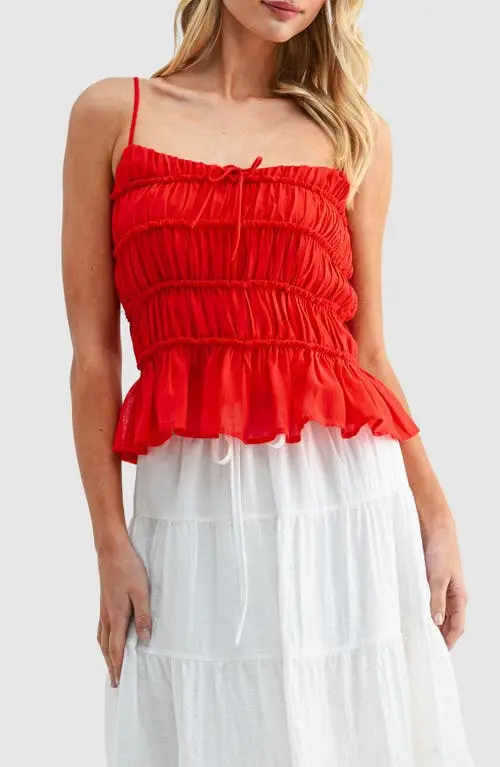 ALL IN FAVOR Sleeveless Peplum Top - Red