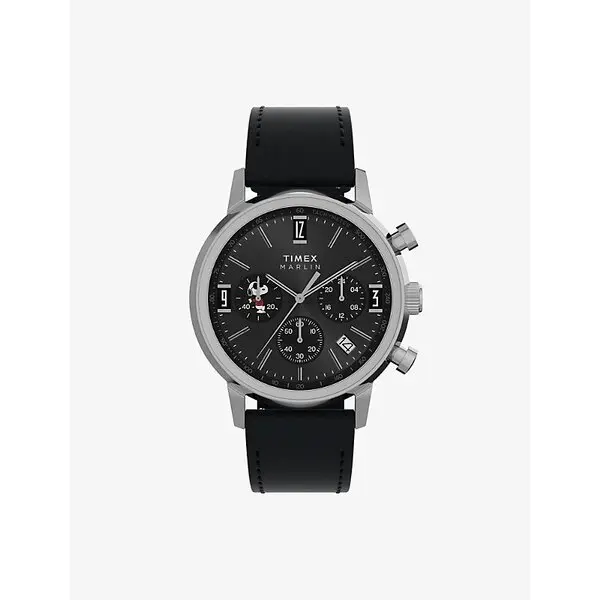 TIMEX X Peanuts Marlin® 40mm Leather-strap Watch - Black