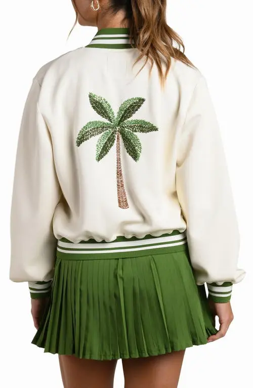 La Blanca Palm Embroidered Bomber Jacket