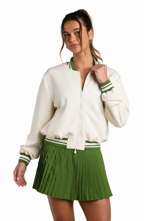 La Blanca Palm Embroidered Bomber Jacket