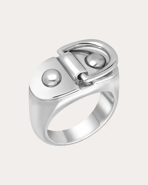 STATEMENT Large Rivet Signet Ring - Silver