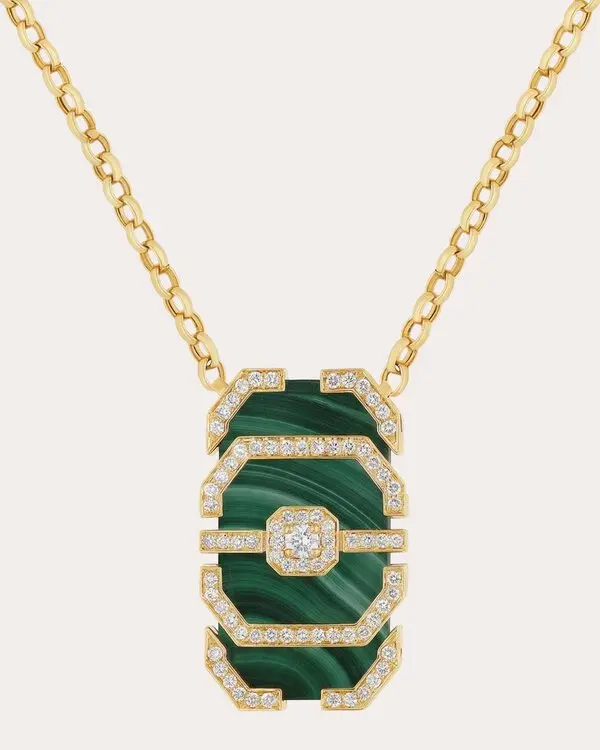 STATEMENT Malachite & Diamond My Way Pendant Necklace - Green