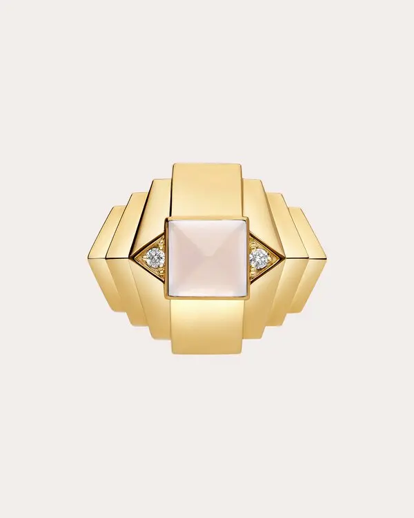 STATEMENT Diamond & Opal Rockaway Mini Pyramid Ring - Pink