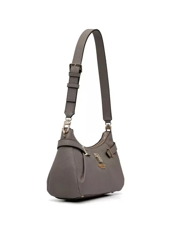 Guess Pebbled Tote Bag With Logo Plaque - Neutrals