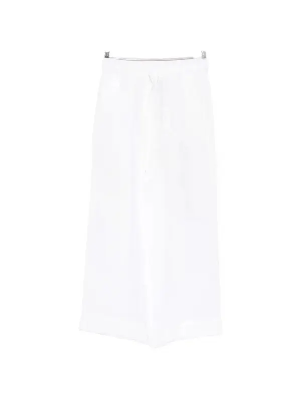 Marella Drawstring Linen Trousers - White