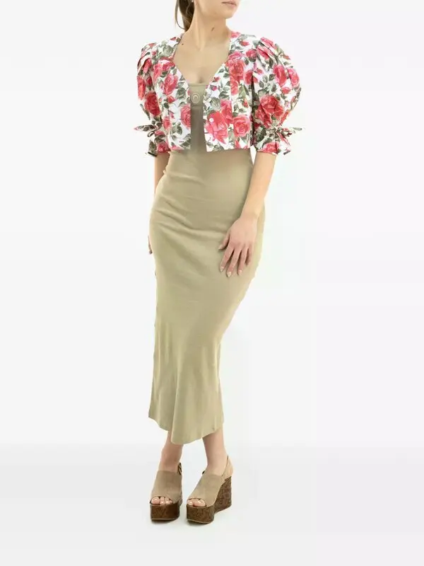 MARINE SERRE Crescent Moon-embroidered Ribbed Midi Dress