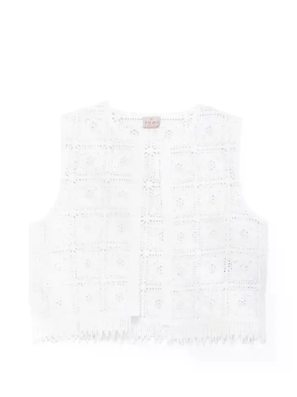 Marella Crochet-knit Fringed Jacket - White