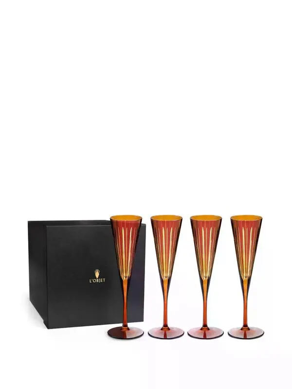 L'Objet Prism Champagne Flutes - Orange
