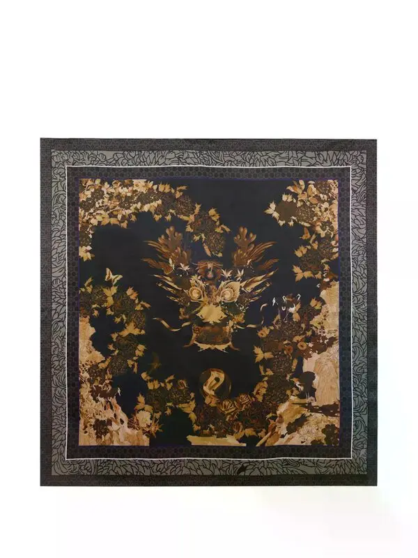 Shanghai Tang X Jacky Tsai Flower Dragon Scarf - Black