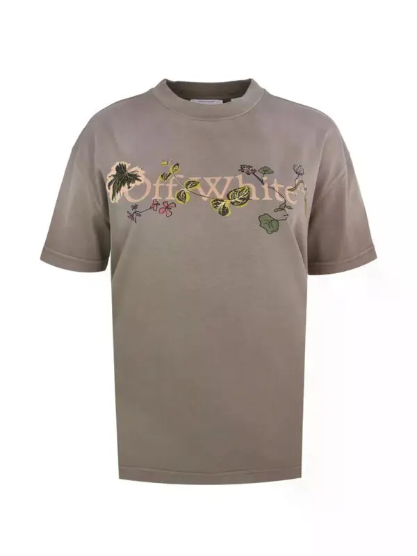 Off-White Floral-print Logo T-shirt - Neutrals
