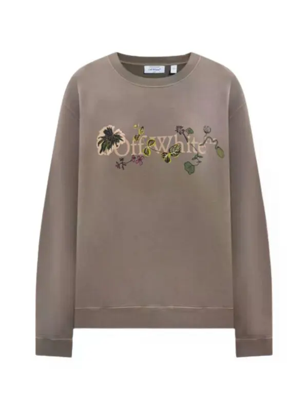Off-White Floral-print Logo Sweatshirt - Neutrals