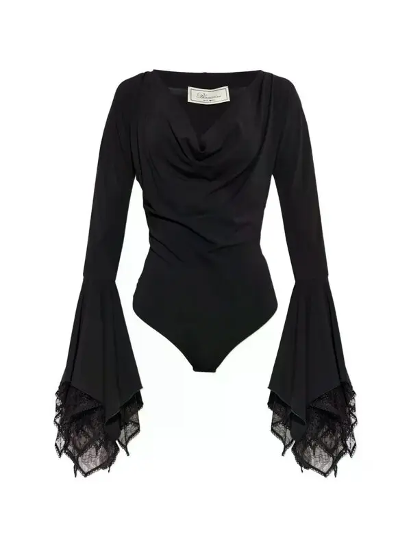 Blumarine Lace-trimmed Bell-sleeve Bodysuit