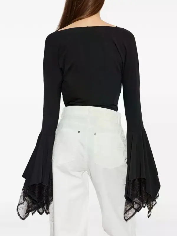 Blumarine Lace-trimmed Bell-sleeve Bodysuit