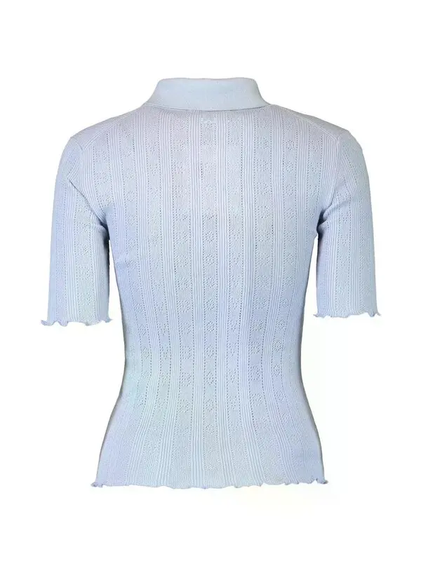 Victoria Beckham Frill Polo Top - Blue