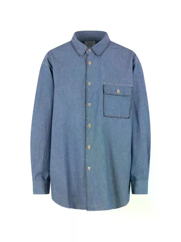 KURO Blanket-stitch Chambray Shirt
