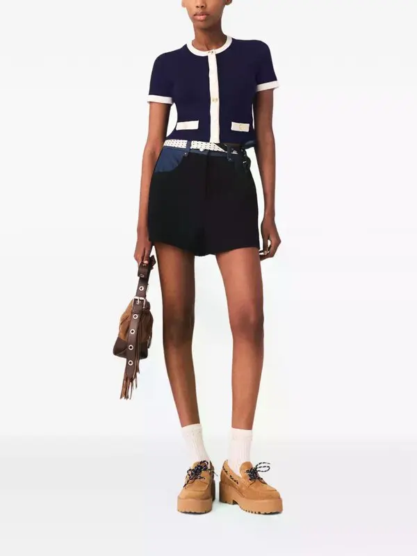 Maje Ribbed Contrast-trim Cropped Cardigan
