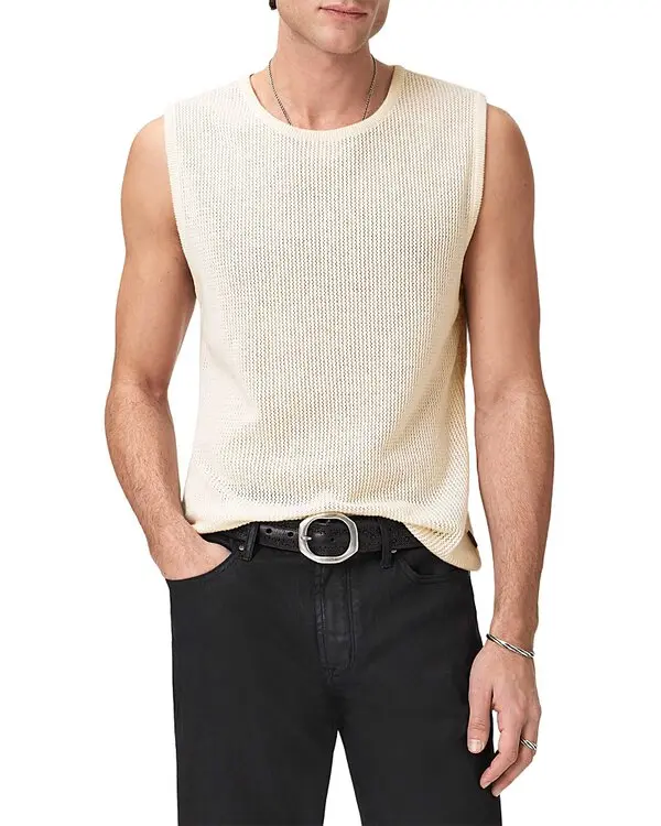 John Varvatos Beaumont Sweater Tank Top - Salt