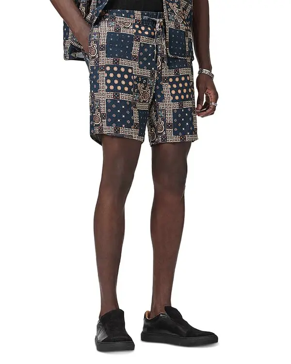 John Varvatos Daryl Linen Drawstring Shorts - Deep Blue