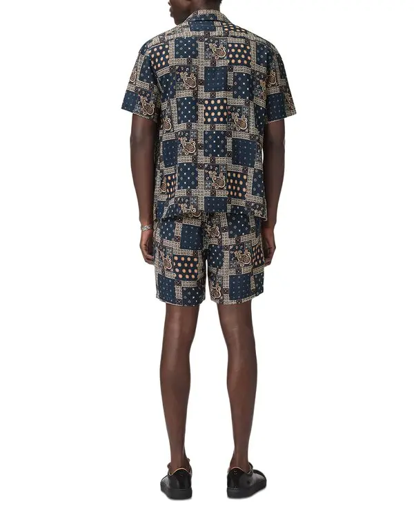 John Varvatos Daryl Linen Drawstring Shorts - Deep Blue