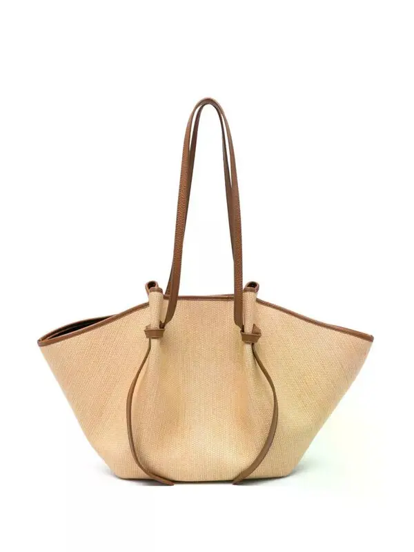 Yuzefi Large Mochi Woven Tote Bag With Leather Trim - Neutrals