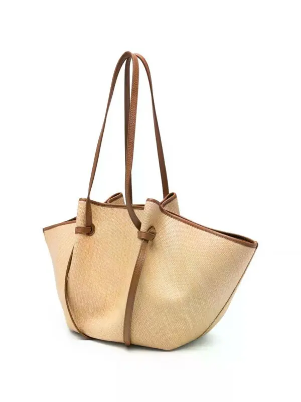 Yuzefi Large Mochi Woven Tote Bag With Leather Trim - Neutrals