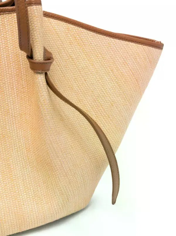 Yuzefi Large Mochi Woven Tote Bag With Leather Trim - Neutrals