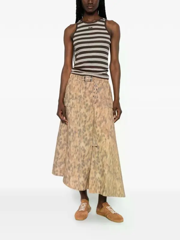 GANNI Striped Ribbed-knit Tank Top - Brown