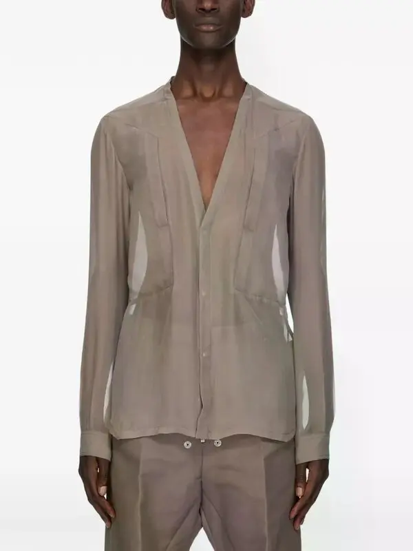 Rick Owens Larry Fogpocket Semi-sheer Shirt - Neutrals