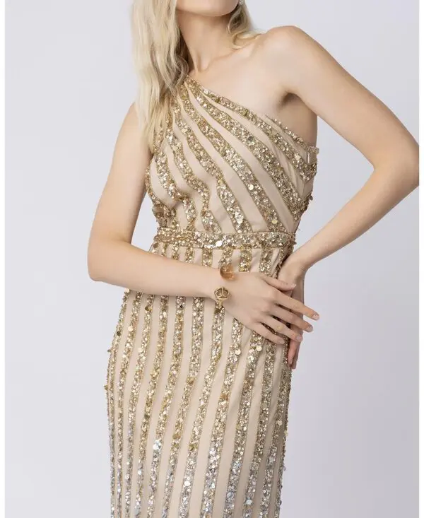 RAISHMA Oriana Sequin One-shoulder Gown