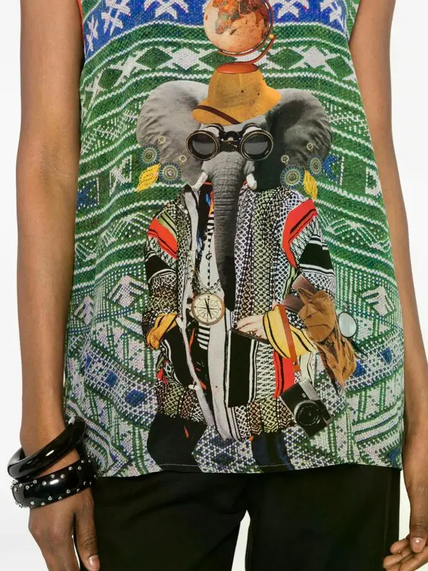 The Artistylist Elephant-print Tank Top