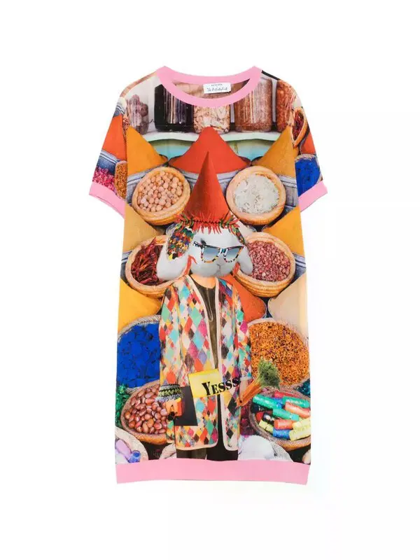 The Artistylist Graphic-print Mini Dress - Orange