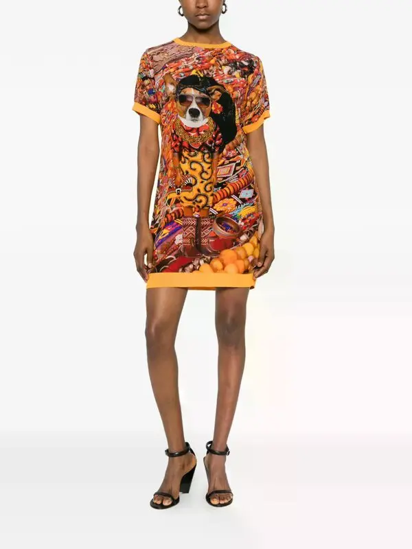 The Artistylist Graphic-print Mini Dress - Orange