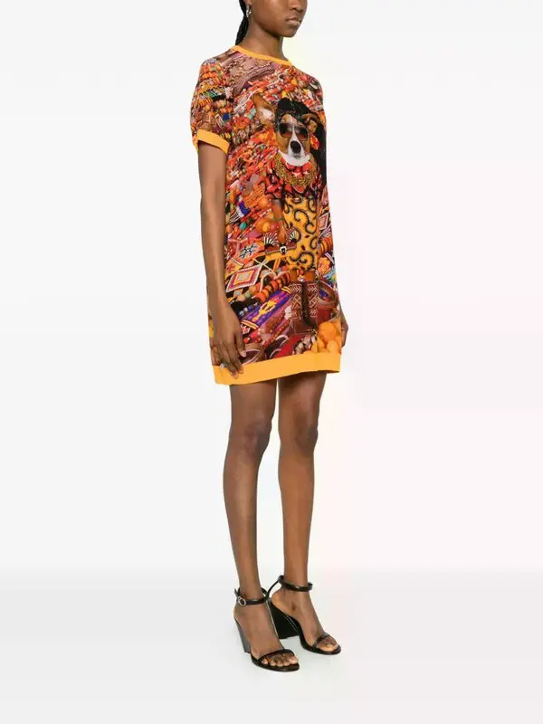 The Artistylist Graphic-print Mini Dress - Orange