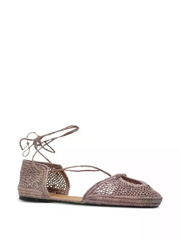 ODISSI Lima Woven Lace-up Flat Pumps - Grey