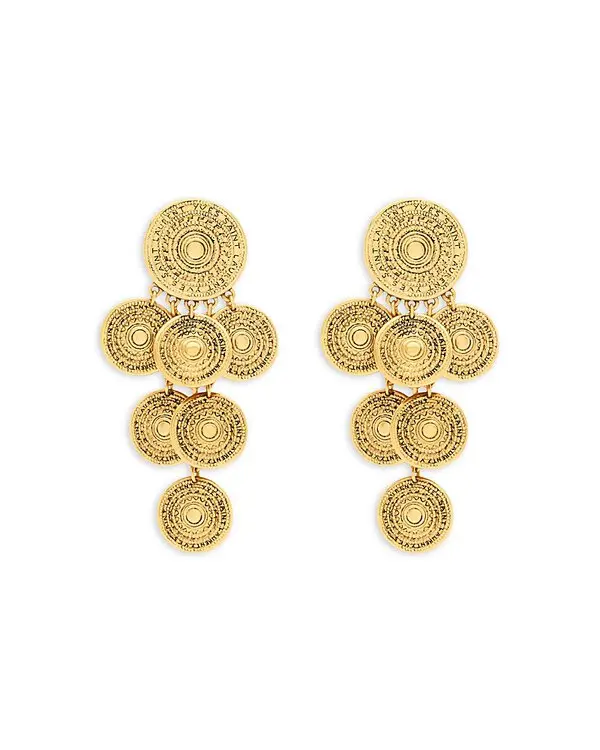 Saint Laurent Yves Charm Earrings - Brass Gold