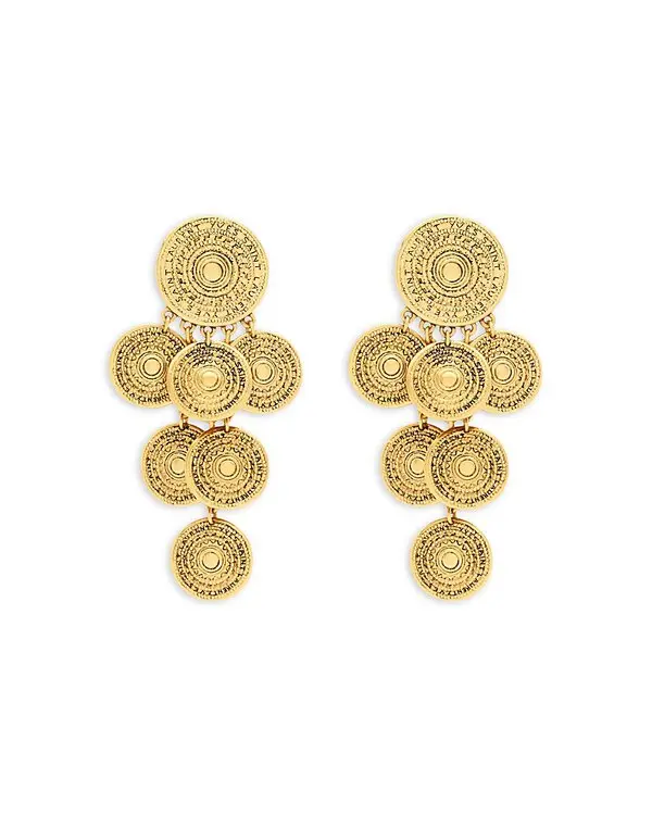 Saint Laurent Yves Charm Dangle Earrings - Brass Gold