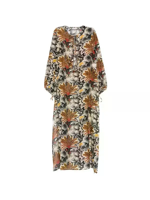 Anjuna Floral-print Cotton Beach Dress - Neutrals